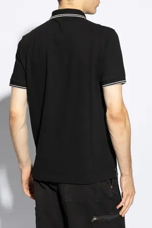 Stone Island Logo Patch Short Sleeved Polo Shirt - Black