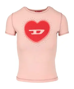 DIESEL® Diesel Crewneck T-Shirt With Heart Embellishment No
