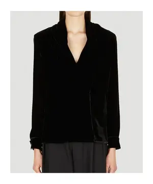 Saint Laurent Velvet Shawl Collar Blouse