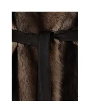 YVES SALOMON Shearling Belted Coat - Black