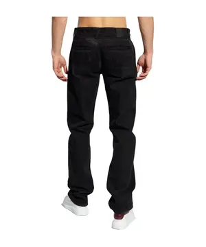 Alexander McQueen Straight-leg Jeans With Logo Patch - Black
