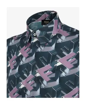 Fendi 3d Effect Short-sleeved Shirt - Blue
