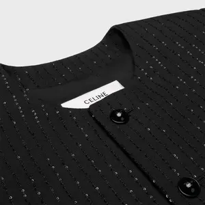 Celine Sequined Wool Jacket - Black