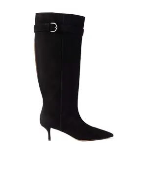 Alaïa Buckled Pointed Toe Kitten Heel Boots