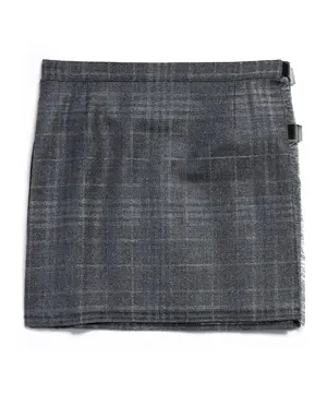 Balenciaga Pleated Mini Skirt With Leather Belt Detail - Grey