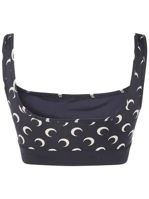 MARINE SERRE Moon-printed Sleeveless Sports Bra - Black