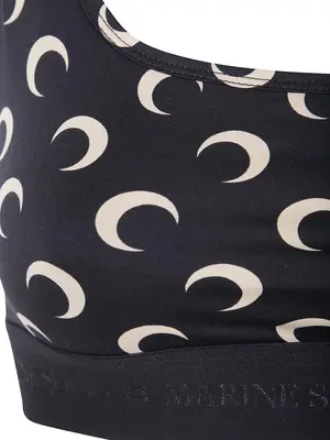 MARINE SERRE Moon-printed Sleeveless Sports Bra - Black