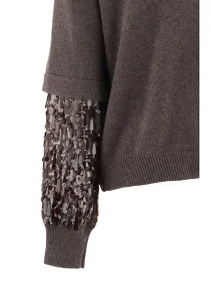 Brunello Cucinelli Sequin-embellished Cashmere V-neck Sweater