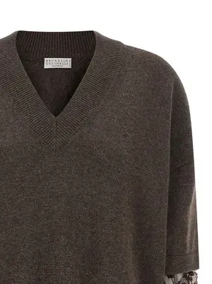 Brunello Cucinelli V-neck Sequin Embellished Sweater