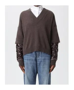 Brunello Cucinelli V-neck Sequin Embellished Sweater