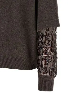 Brunello Cucinelli V-neck Sequin Embellished Sweater