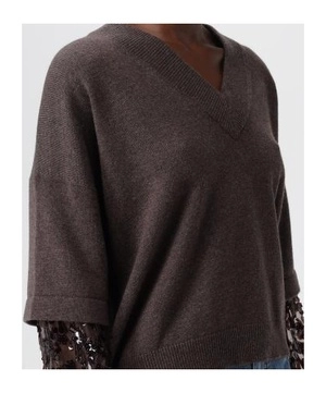 Brunello Cucinelli V-neck Sequin Embellished Sweater