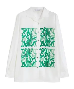 Max Mara Max Mara Nabil Logo Printed Button-Up Shirt Emerald