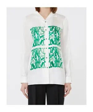 Max Mara Nabil Logo Printed Button-up Shirt - Emerald