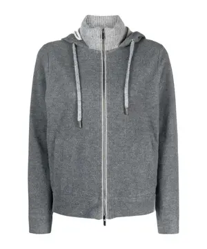 Peserico Zip-up Hooded Jacket With Ribbed Detailing