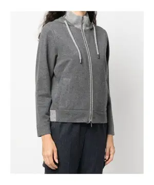 Peserico Zip-up Hooded Jacket With Ribbed Detailing