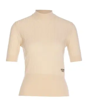 Fendi Short Sleeve Ribbed Sweater