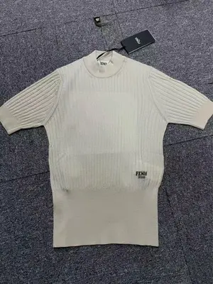 Fendi Short Sleeve Ribbed Sweater
