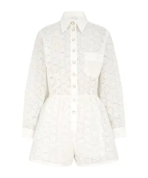 Zimmermann Crush Embroidered Playsuit - Ivory