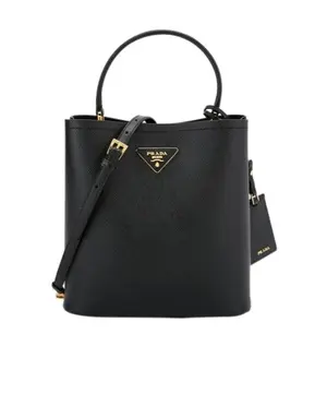 Prada Double Saffiano Logo Plaque Tote Bag