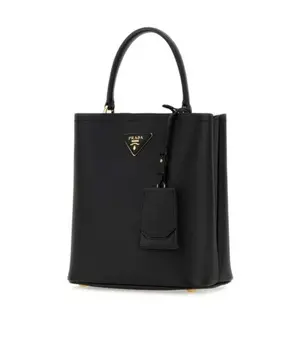 Prada Double Saffiano Logo Plaque Tote Bag