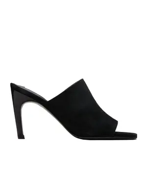 TOTEME Square Toe Velour Mules - Black