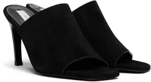 TOTEME Square Toe Velour Mules - Black