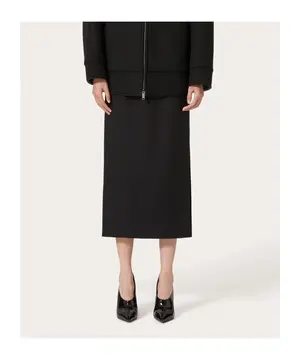 Valentino Garavani Grisaille Straight Hem Midi Skirt - Black