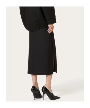 Valentino Garavani Grisaille Straight Hem Midi Skirt - Black