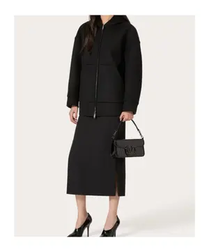 Valentino Garavani Grisaille Straight Hem Midi Skirt - Black