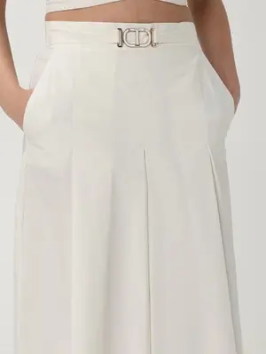TWINSET Logo Plaque Pleated Midi Skirt
