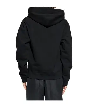 JIL SANDER Logo Printed Drawstring Hoodie - Black