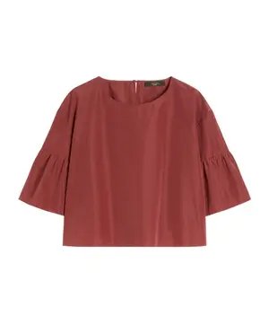 Max Mara Break" Ruffled Sleeve Top - Cherry