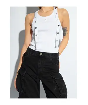 Attico Logo Patch Ribbed Tank Top - White