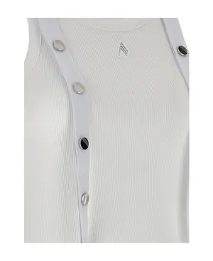 Attico Logo Patch Ribbed Tank Top - White