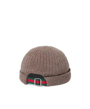 Gucci Rib Knit Wool Hat - Brown