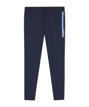 Hugo Boss Cotton-terry Tracksuit Bottoms With Stripes And Logo - Dark Blue