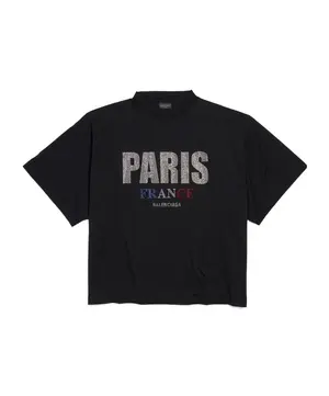 Balenciaga Strass Cropped Oversized T-shirt