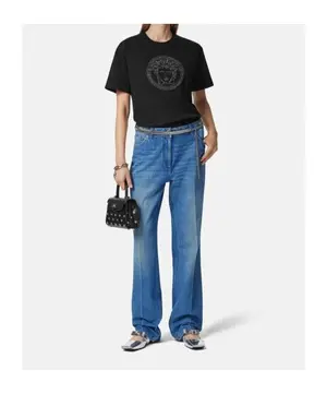 Versace Logo Embellished Crewneck T-shirt
