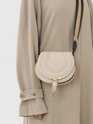 Chloé Marcie Small Saddle Shoulder Bag - Nude