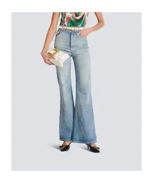 Balmain Flared High-waisted Denim Jeans - Blue