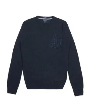 Emporio Armani Crew Neck Pullover With Embellished Logo - Black