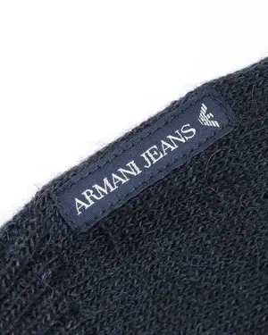 Emporio Armani Crew Neck Pullover With Embellished Logo - Black
