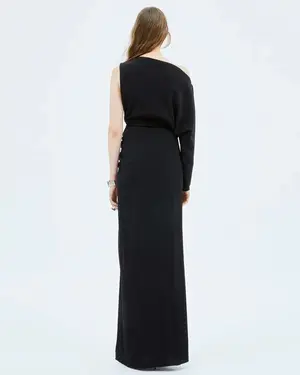 Red Valentino Asymmetrical Long Sleeve Dress With Slit
