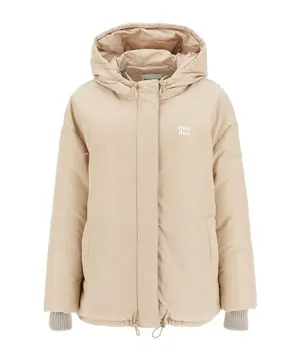 Miu Miu Drawstring Hooded Down Jacket