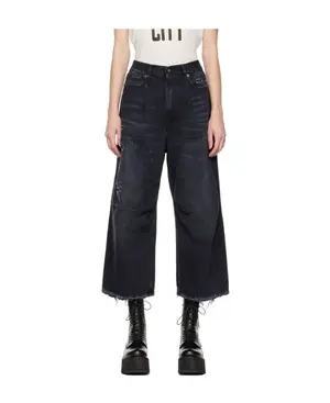 R13 Distressed Cropped Wide-leg Jeans