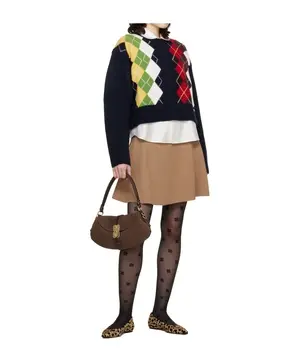 GANNI Wool Blend Diamond Pattern Knit Sweater
