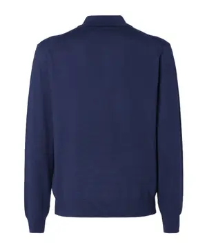 Fendi Ff Plaque Long Sleeved Polo Shirt - Blue