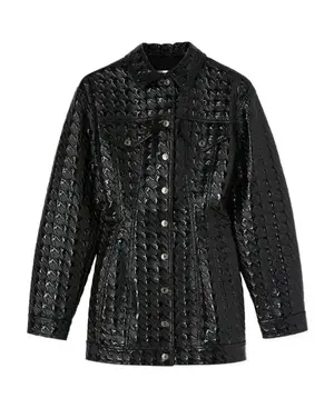 MSGM Embossed Pattern Fitted Waist Shirt Jacket