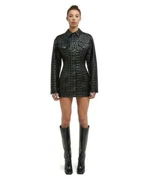 MSGM Embossed Pattern Fitted Waist Shirt Jacket
